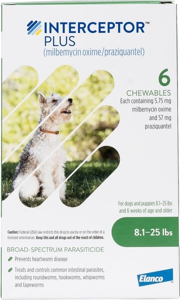 Discontinued - INTERCEPTOR PLUS Chewable Tablets for Dogs, 8.1-25 lbs ...