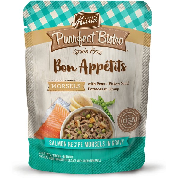 MERRICK Purrfect Bistro Bon Appetits Grain-Free Salmon Recipe Morsels ...