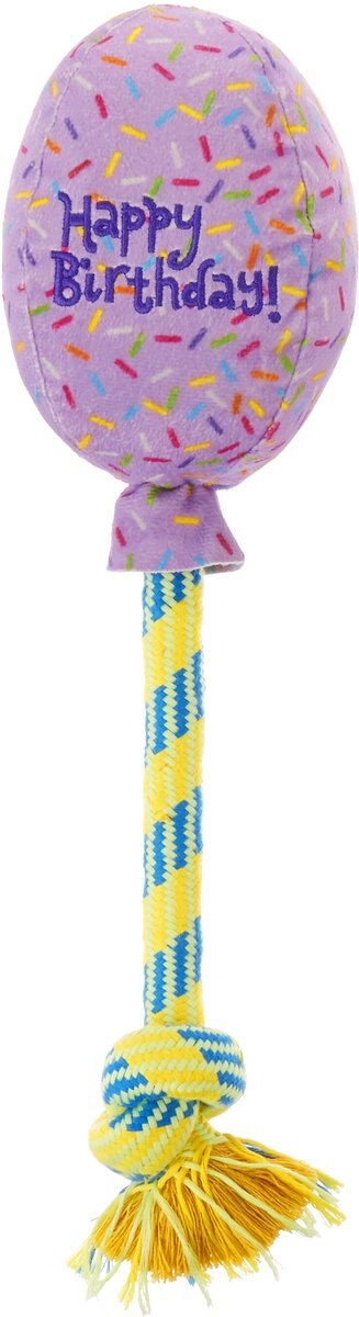 Discontinued - FRISCO Birthday Balloon Plush with Rope Squeaky Dog Toy ...