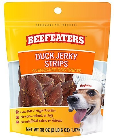 BEEFEATERS Duck Jerky Strips Dog Treats, 38-oz bag - Chewy.com