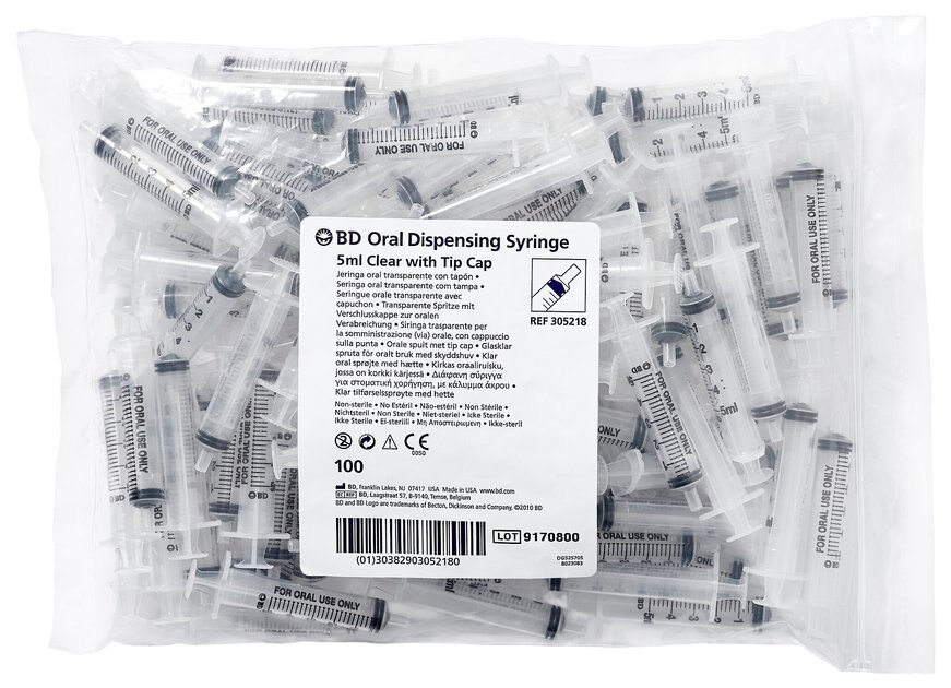 ORAL SYRINGES Dispensing Syringes with Tip Cap, 5-cc, 100 count - Chewy.com