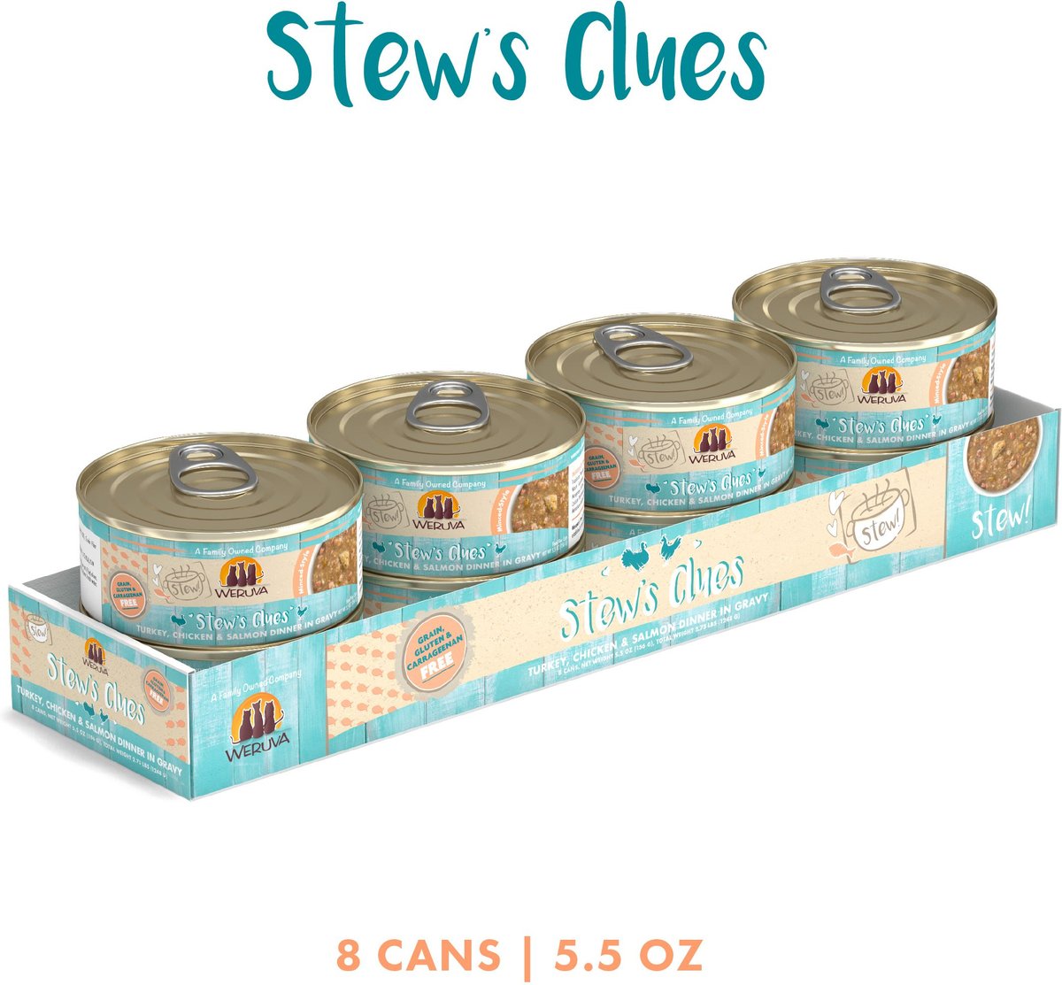 WERUVA Classic Cat Stew's Clues Turkey, Chicken & Salmon in Gravy Stew ...