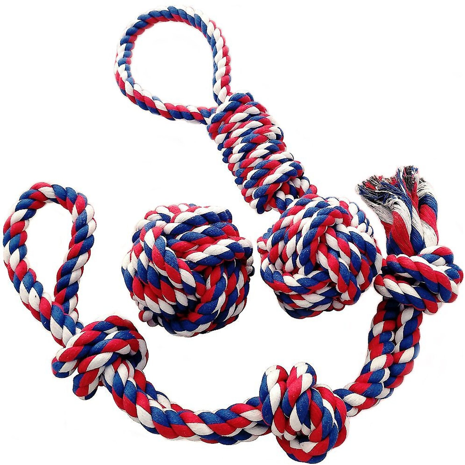 OTTERLY PETS 4" Ball & 23" Three Knot Handled Dog Rope Toys, 3 count ...