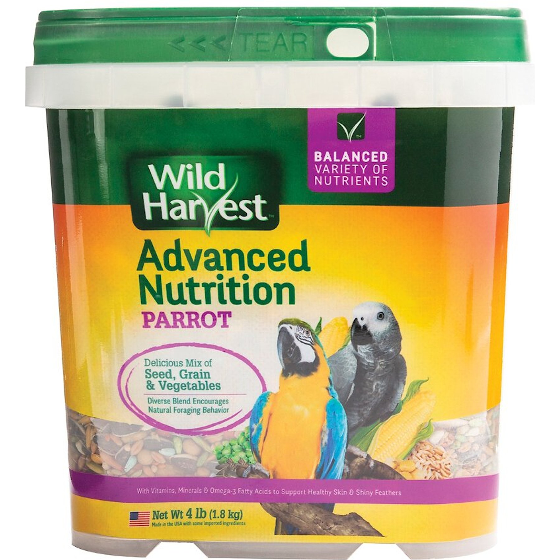 WILD HARVEST Advanced Nutrition Diet Parrot Food, 4-lb tub - Chewy.com