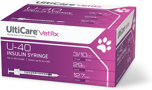 ULTICARE VETRX Insulin Syringes U-40 12.7mm x 29G, 0.3-cc - Easy ...