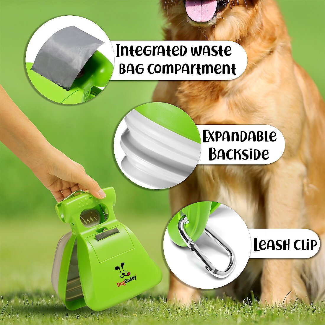 DOGBUDDY Dog Pooper Scooper, Kiwi, Medium - Chewy.com