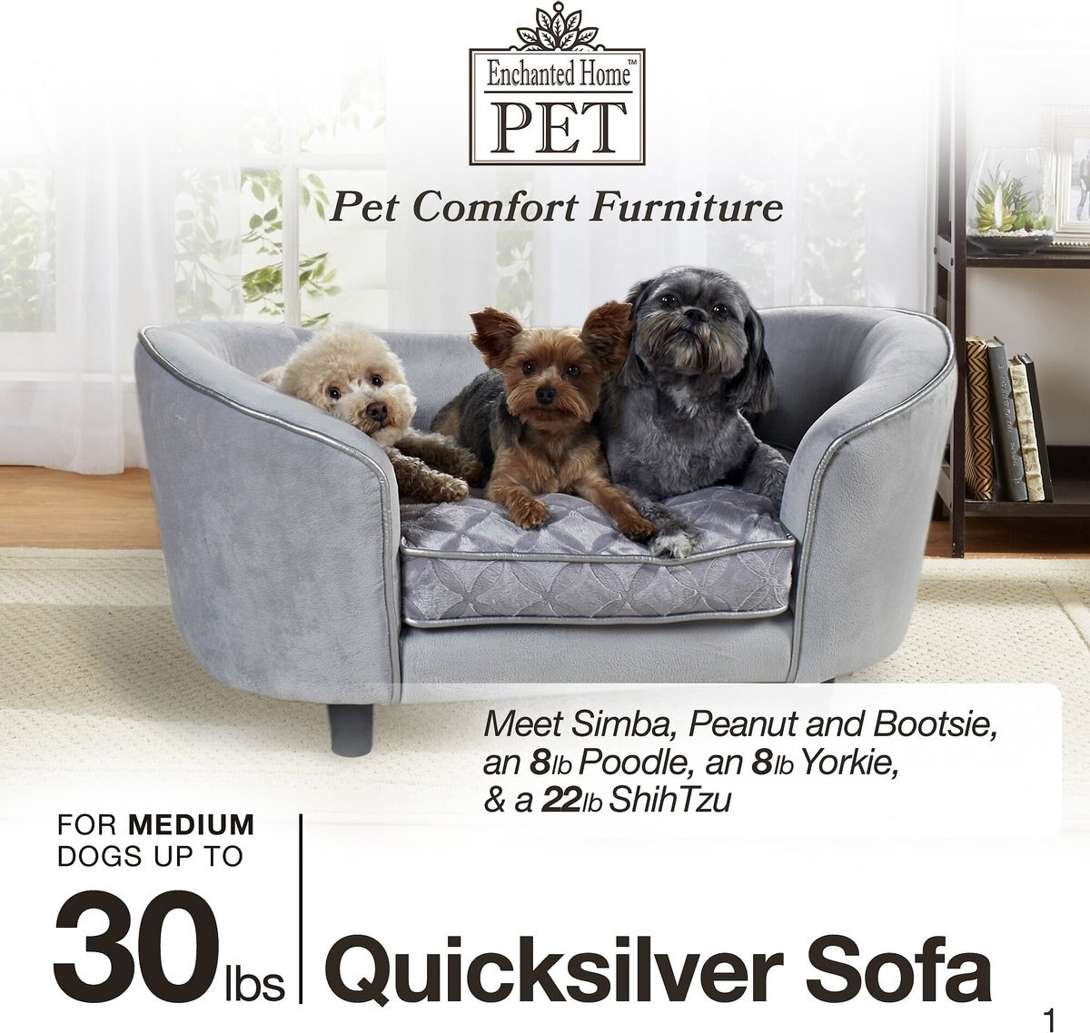 Temporarily Unavailable - ENCHANTED HOME PET Quicksilver Sofa Cat & Dog Bed with Removable Cover ...