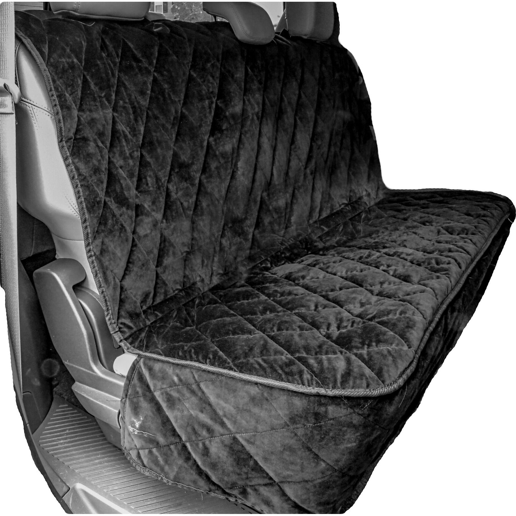 Plush Paws Products Quilted Velvet Waterproof Car Seat Cover Charcoal X Large