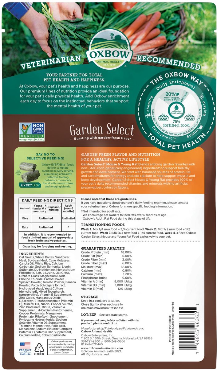 OXBOW Garden Select Mouse & Young Rat Food, 2-lb bag - Chewy.com