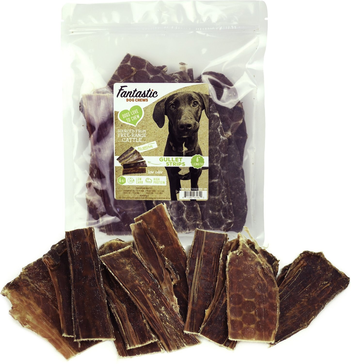 FANTASTIC DOG CHEWS Beef Gullet Strips Dog Chews, 6-oz bag - Chewy.com