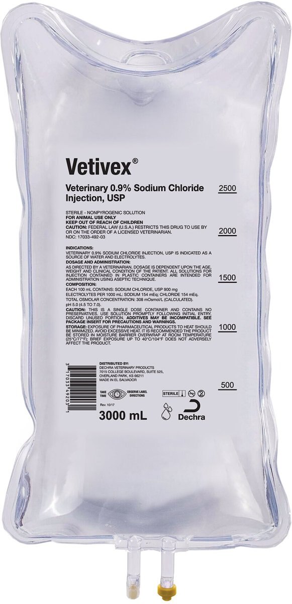VETIVEX Sodium Chloride Injection Solution 0.9%, USP for Dogs, Cats ...
