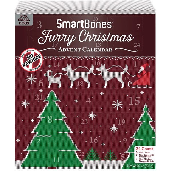 SMARTBONES Furry Christmas Holiday Advent Calendar Variety Pack Dog ...
