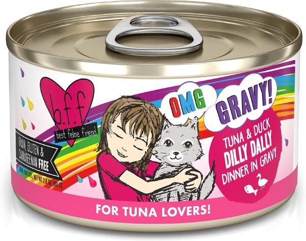 BFF OMG Dilly Dally! Tuna & Duck Flavor Wet Canned Cat Food, 2.8-oz can ...