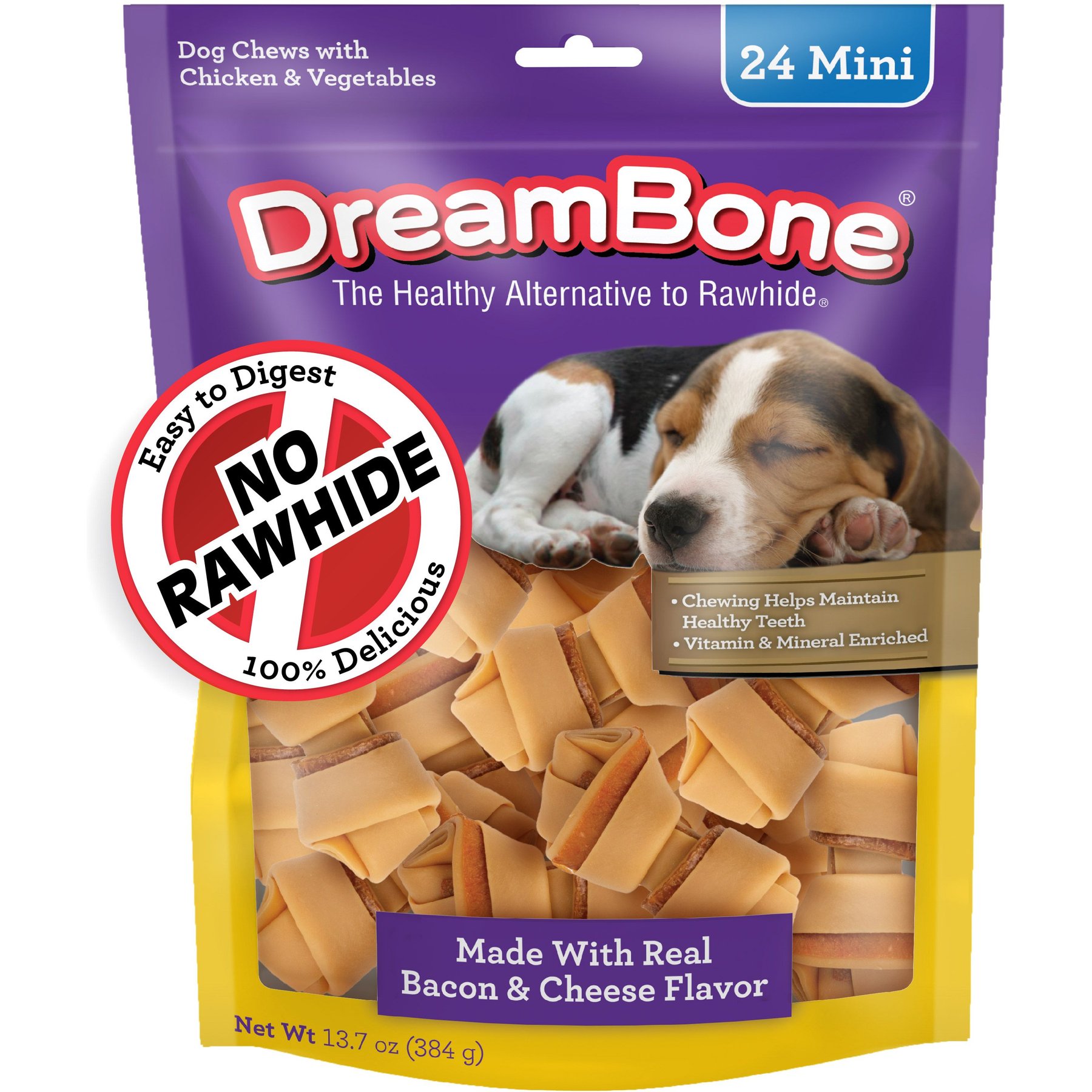 DREAMBONE Bacon & Cheese Chews Dog Treats, 24 count - Chewy.com