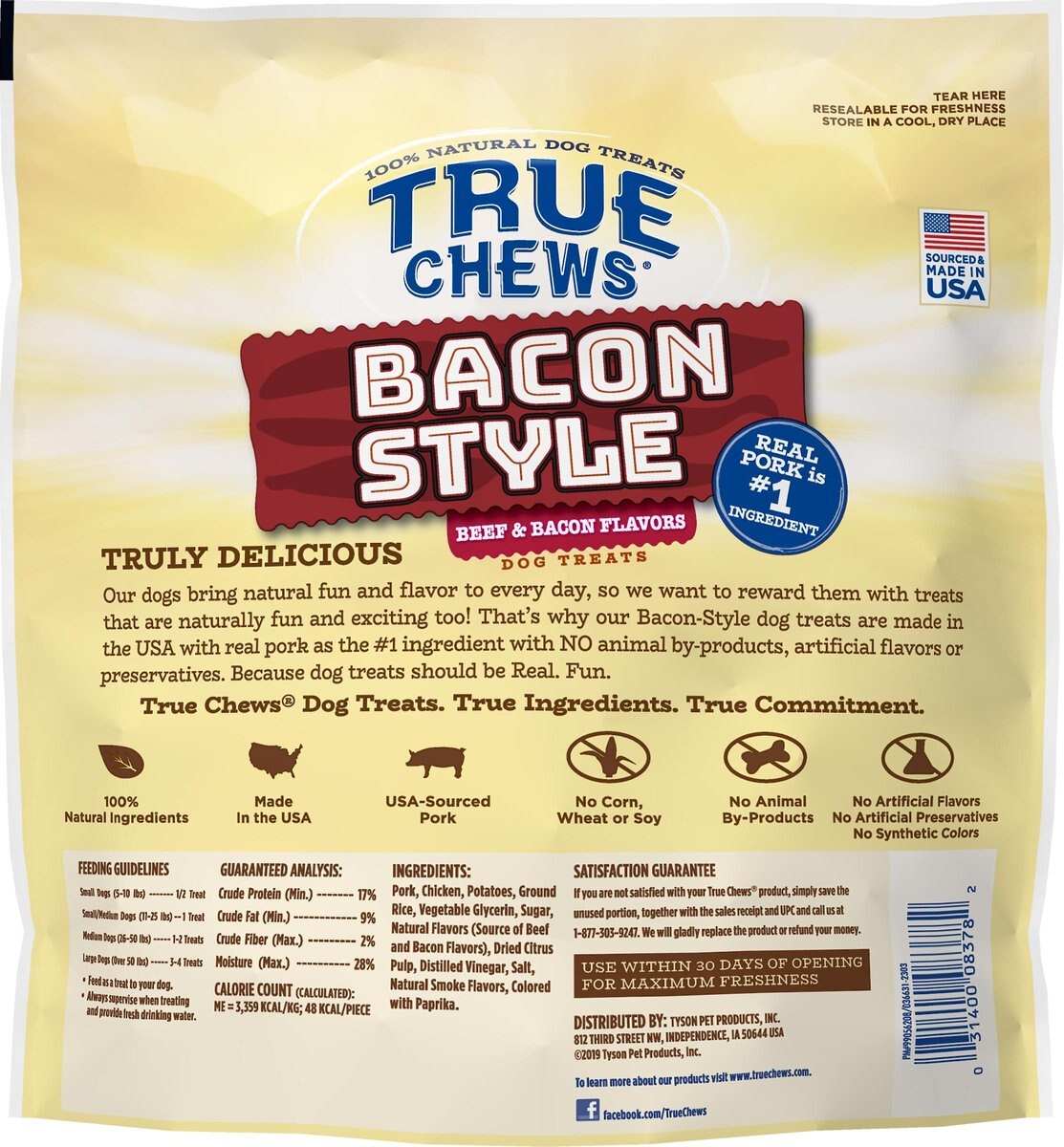 Discontinued - TRUE CHEWS Bacon Style Beef & Bacon Flavors Dog Treats ...