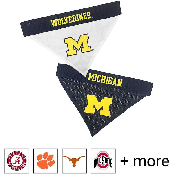 PETS FIRST NCAA Reversible Dog & Cat Bandana, Michigan Wolverines ...