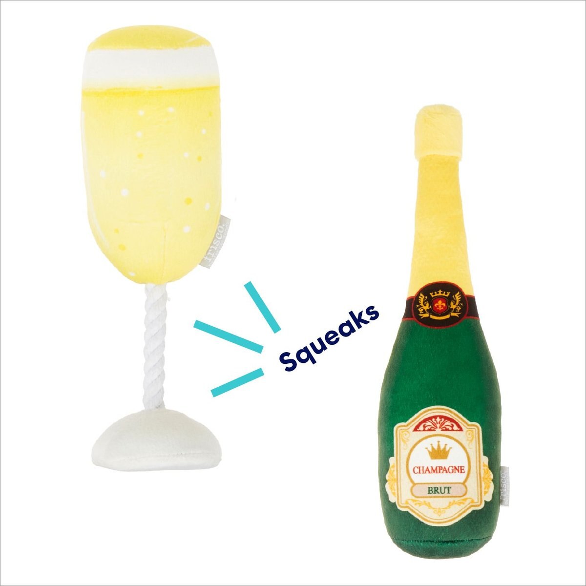 FRISCO Champagne & Flute Plush Squeaky Dog Toy, Medium, 2 count - Chewy.com