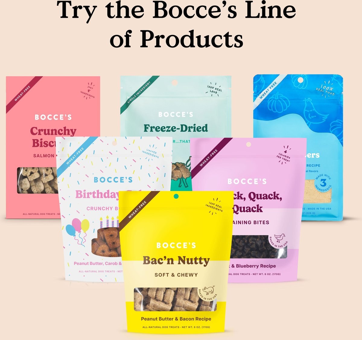 BOCCE'S BAKERY Soft & Chewy Peanut Butter & Banana Recipe Dog Treats, 6 ...