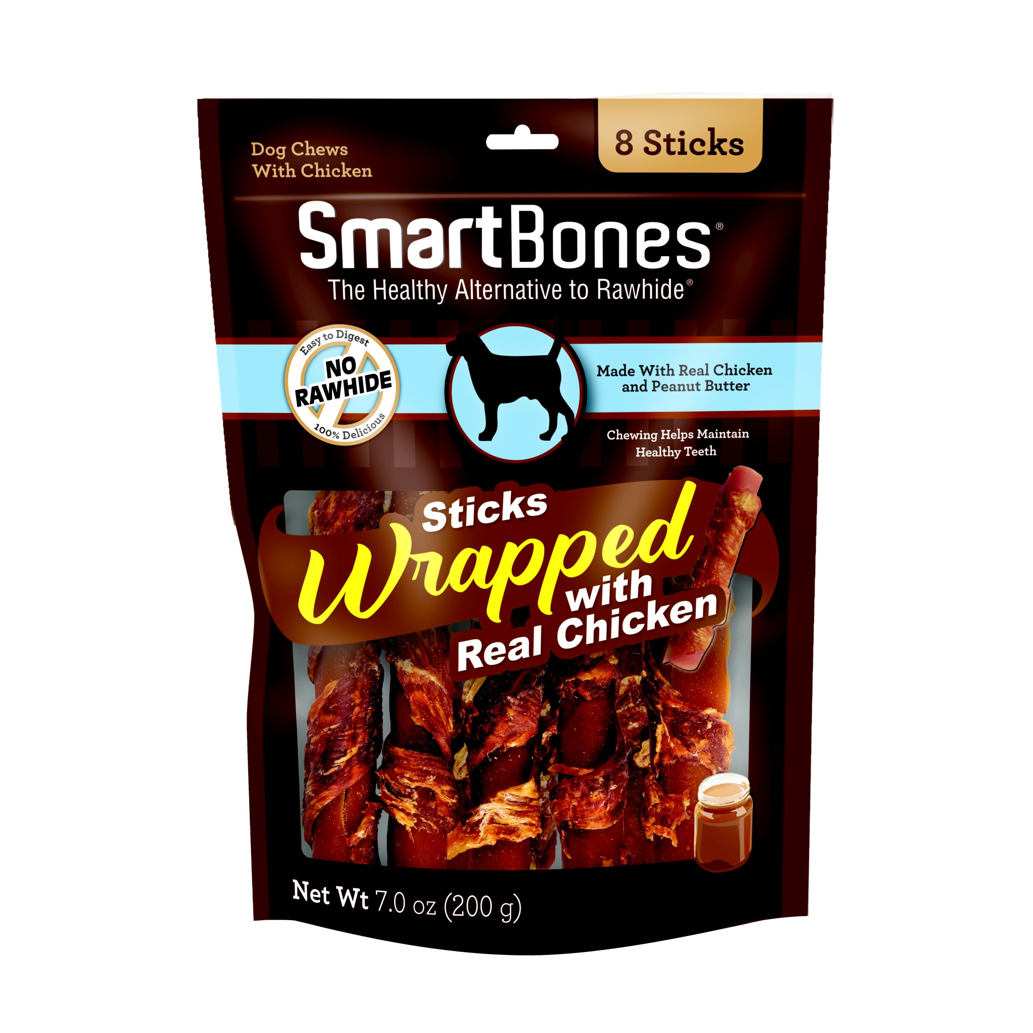 SMARTBONES Chicken Wrapped Sticks Peanut Butter Flavor Dog Treats ...