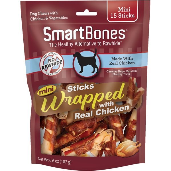 SMARTBONES Mini Chicken Wrapped Sticks Chicken Flavor Dog Treats, 15 ...