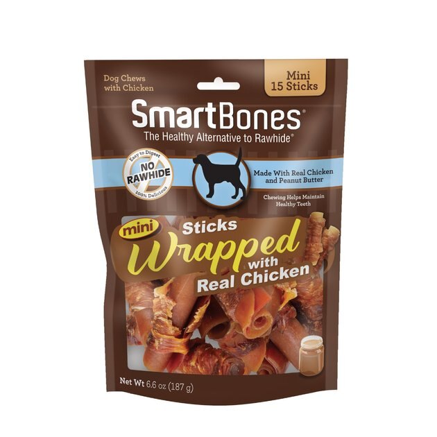 SMARTBONES Mini Chicken Wrapped Sticks Peanut Butter Dog Treats, 15 ...