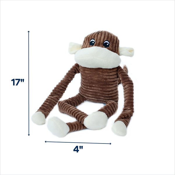 ZIPPYPAWS Spencer Crinkle Monkey Dog Toy, Brown, Large - Chewy.com