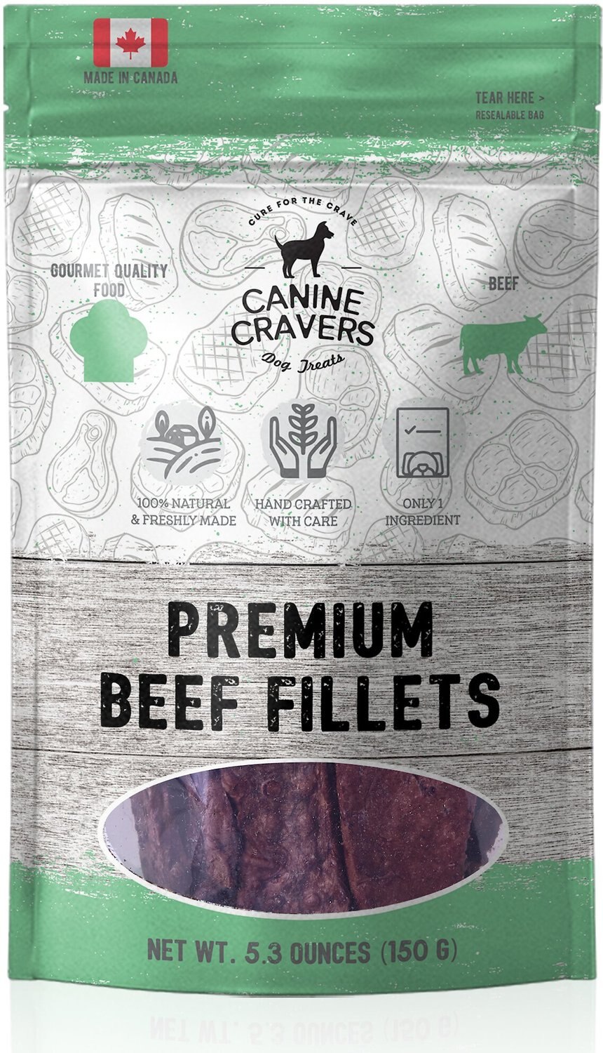 CANINE CRAVERS Premium Beef Fillets Dehydrated Dog Treats, 5.3-oz pouch ...