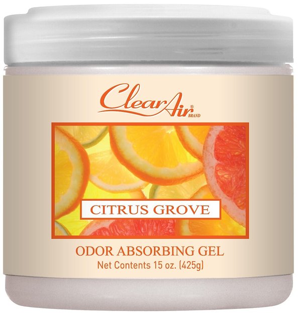 CLEAR AIR Odor Citrus Grove Absorbing Solid Gel, 15-oz jar - Chewy.com