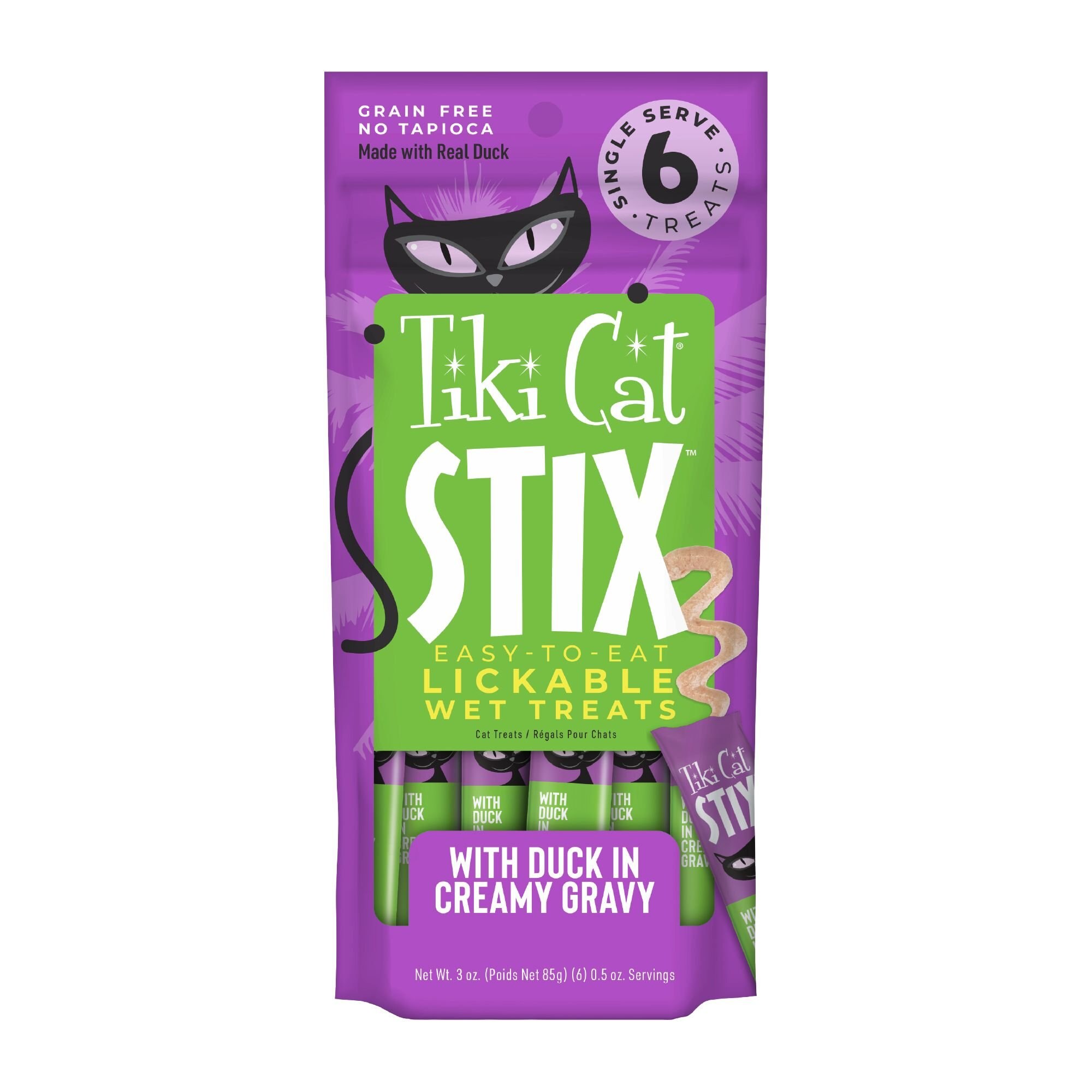 TIKI CAT Stix Duck in Creamy Gravy Grain-Free Wet Cat Treat, 3-oz pouch ...