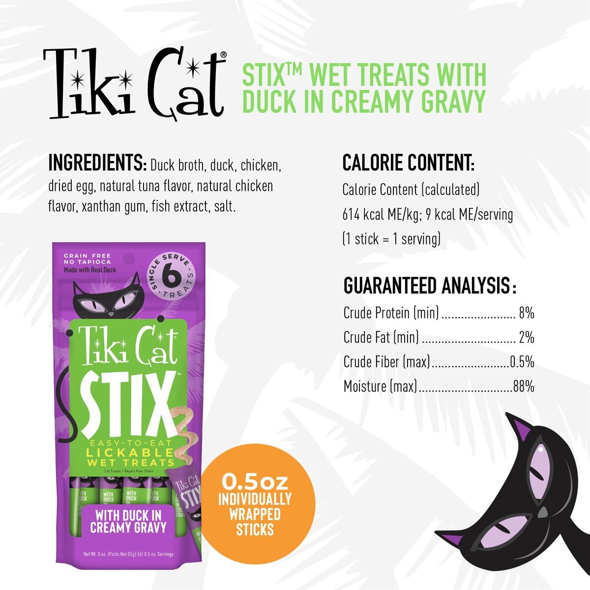 TIKI CAT Stix Duck in Creamy Gravy Grain-Free Wet Cat Treat, 3-oz pouch ...