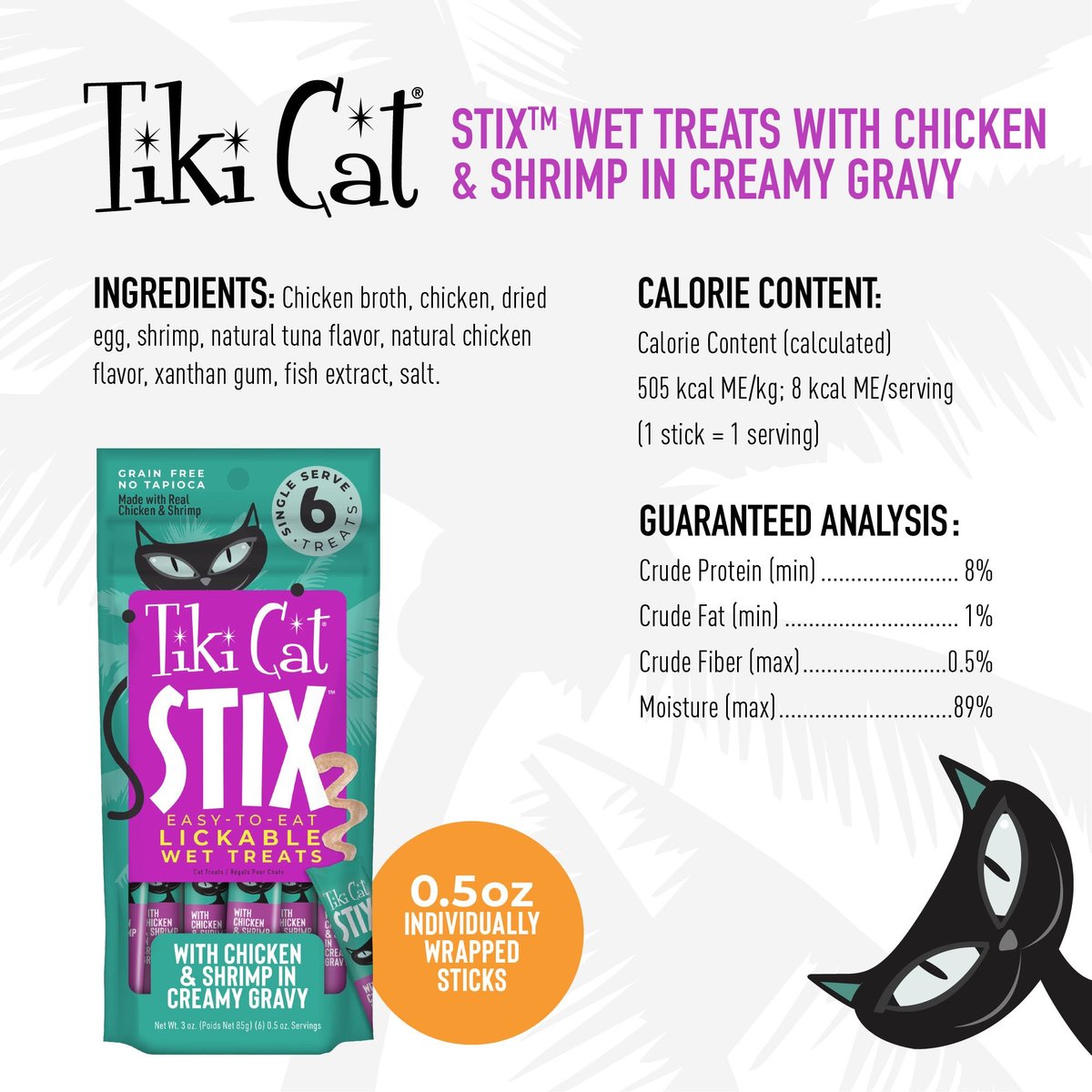 TIKI CAT Stix Chicken & Shrimp in Creamy Gravy Grain-Free Wet Cat Treat ...