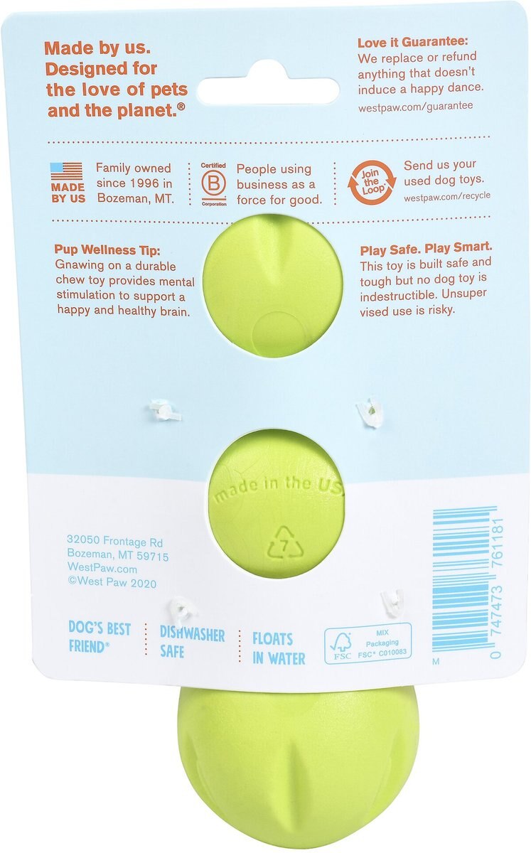 WEST PAW Rumpus Medium Tough Dog Chew Toy, Green - Chewy.com