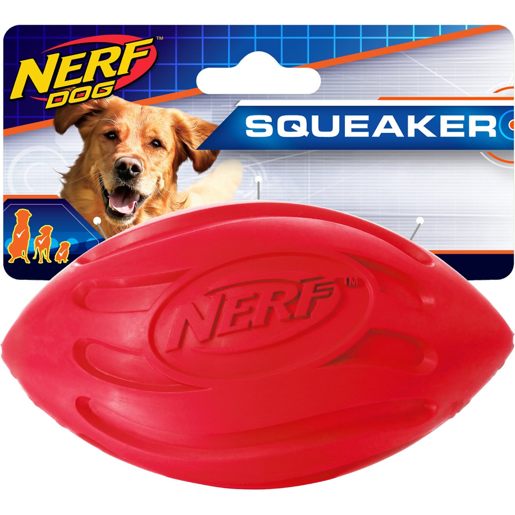 NERF DOG Squeaker Wave Football Dog Toy, 5.5-in - Chewy.com