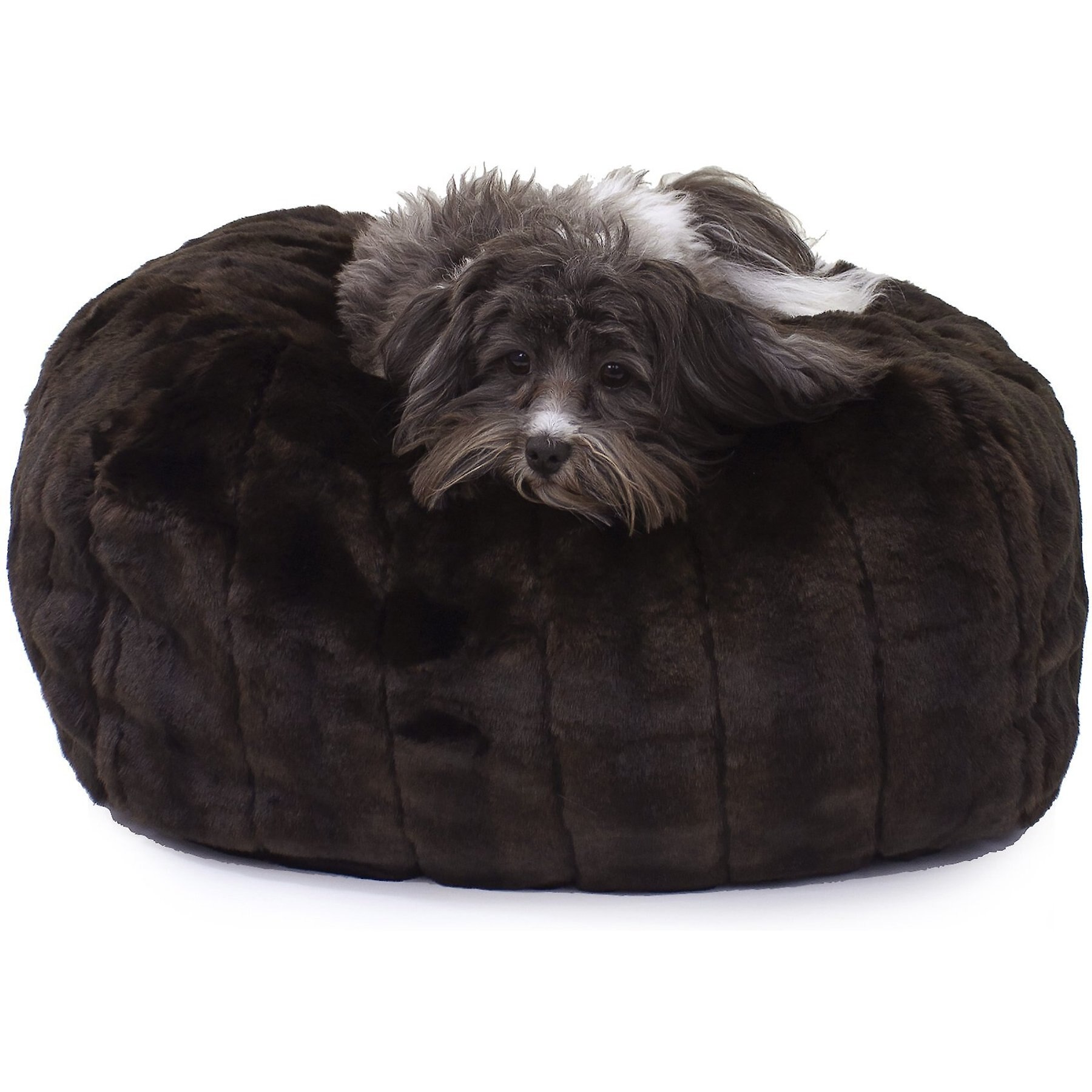 CAROLINA PET Faux Fur Puff Ball Pillow Dog Bed with Removable Cover ...