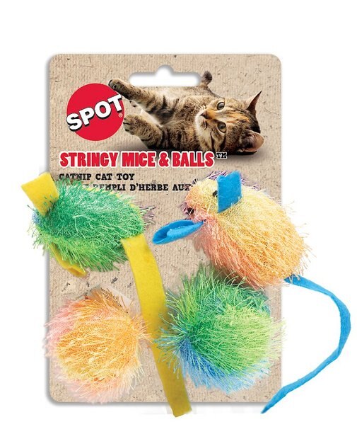 ETHICAL PET Stringy Mice & Ball Cat Toy with Catnip, 2-in, 4 pack ...