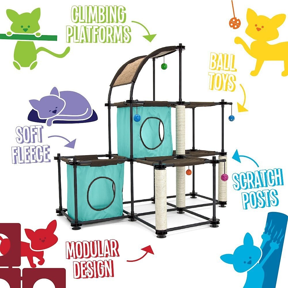 KITTY CITY Claw Mega Kit 46.75-in Faux Fleece Cat Tree & Condo, Green ...