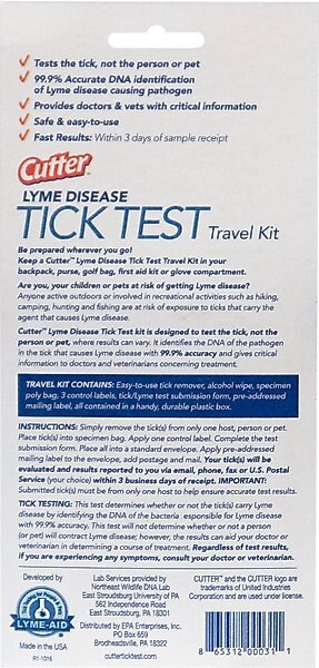 CUTTER Lyme Disease Tick Test Pet Kit - Chewy.com CUTTER Lyme Disease Tick Test Pet Kit - Chewy.com