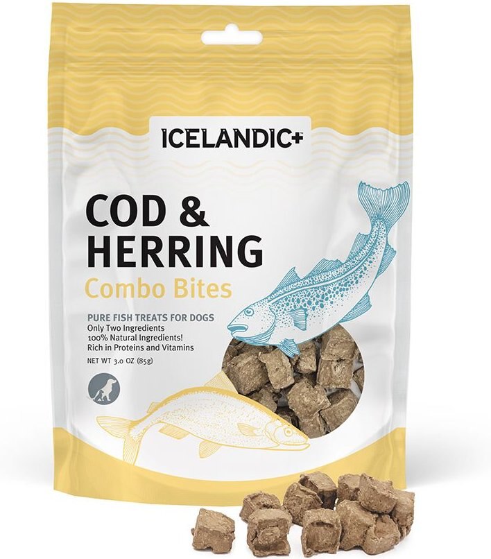 ICELANDIC+ Grain-Free Cod & Herring Combo Bites Dog Treats, 3.5-oz bag ...