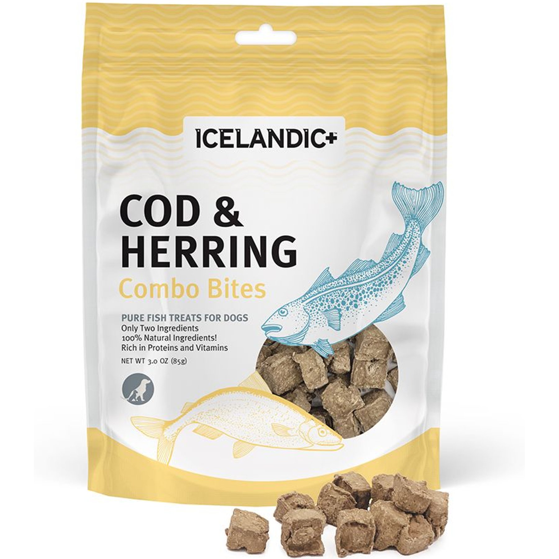 ICELANDIC+ Grain-Free Cod & Herring Combo Bites Dog Treats, 3.5-oz bag ...