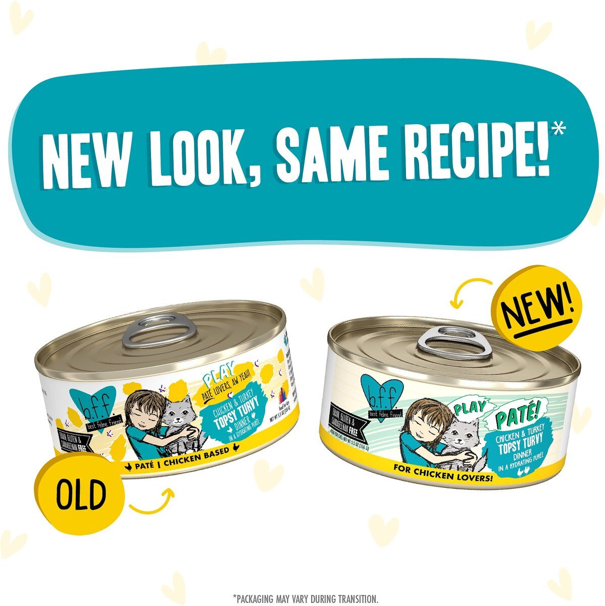 BFF Play Pate Lovers Chicken & Turkey Topsy Turvy Wet Cat Food, 5.5-oz ...