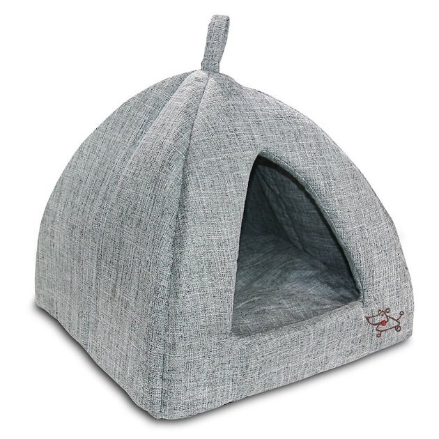 BEST PET SUPPLIES Linen Tent Covered Cat & Dog Bed, Gray, X-Large ...