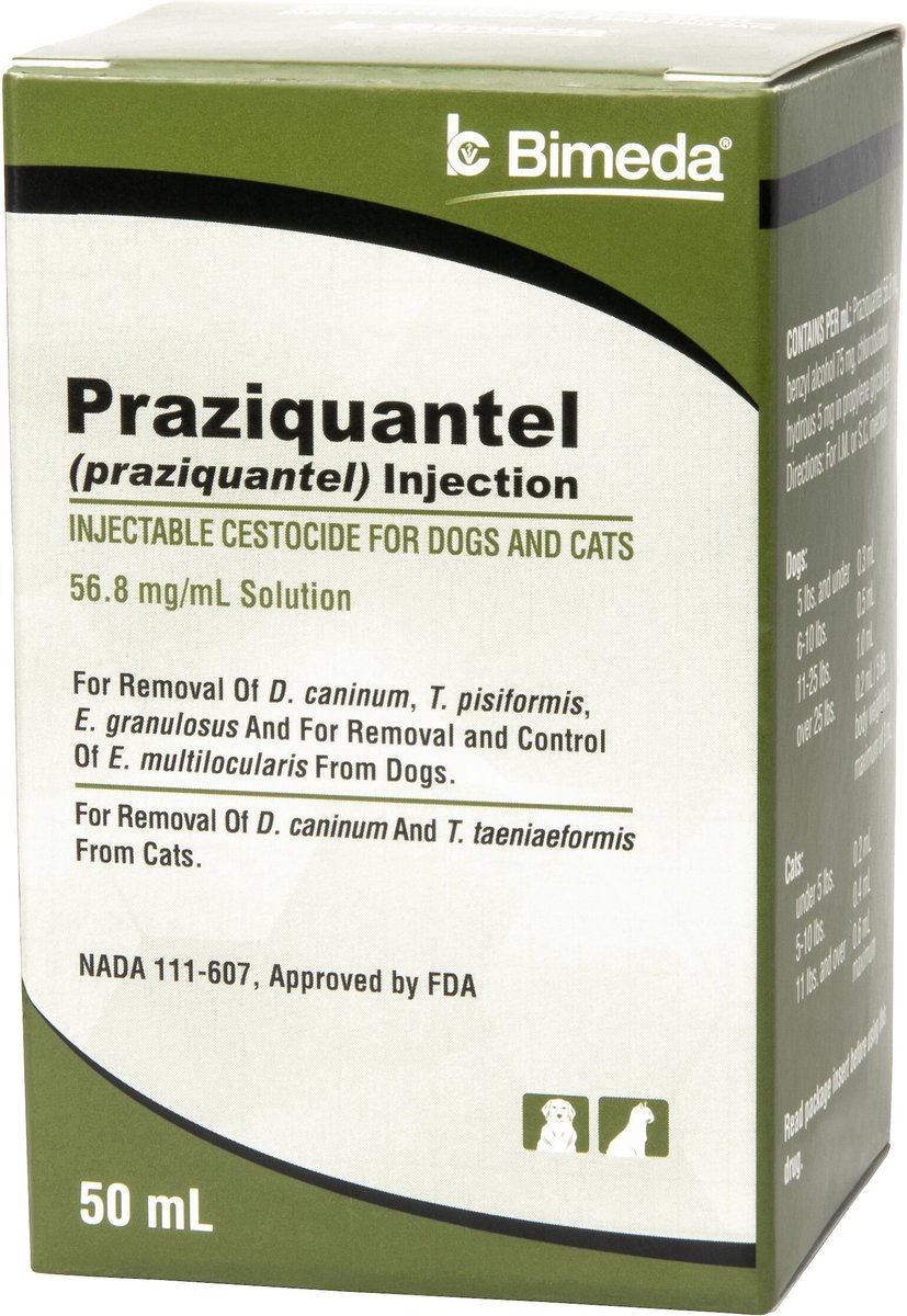 PRAZIQUANTEL (Generic) Injectable Solution for Dogs & Cats, 50-mL vial ...