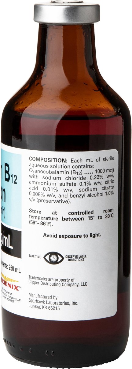 VITAMIN B12 (Generic) Injectable Solution, 1000-mcg/mL, 250-mL vial ...