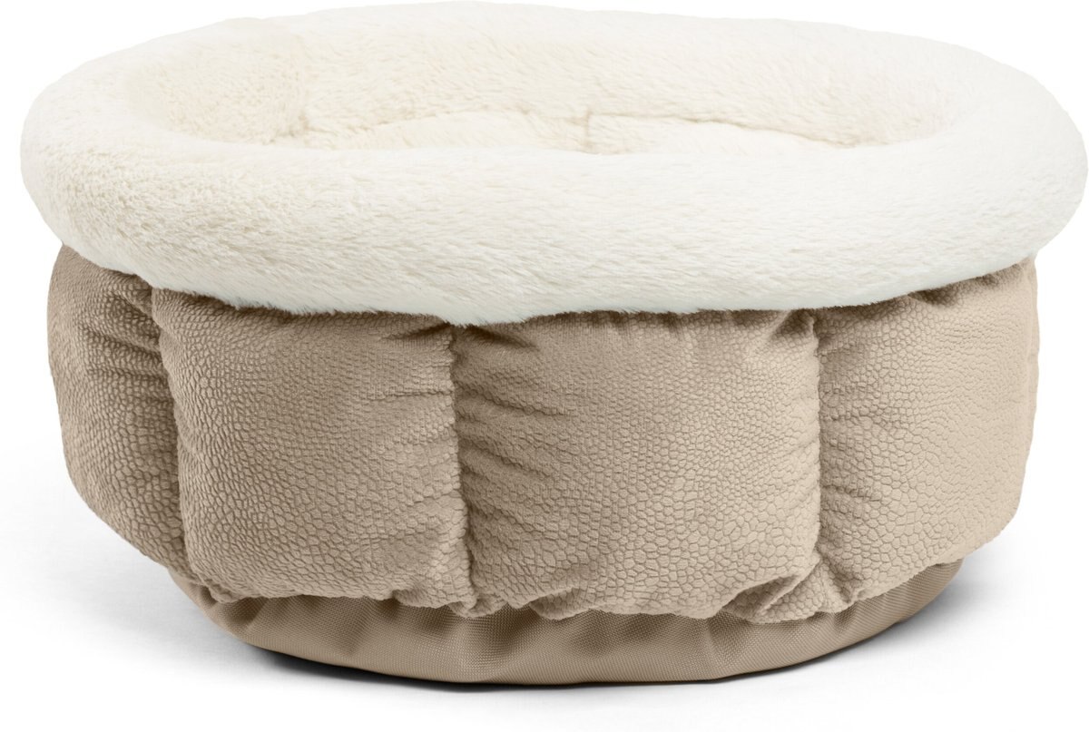 BEST FRIENDS BY SHERI Cuddle Cup Cuddler Bolster Cat & Dog Bed, Wheat ...