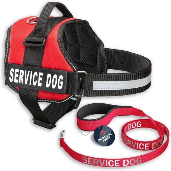 INDUSTRIAL PUPPY Reflective Service Dog Harness & Leash, Red, Small: 21 ...