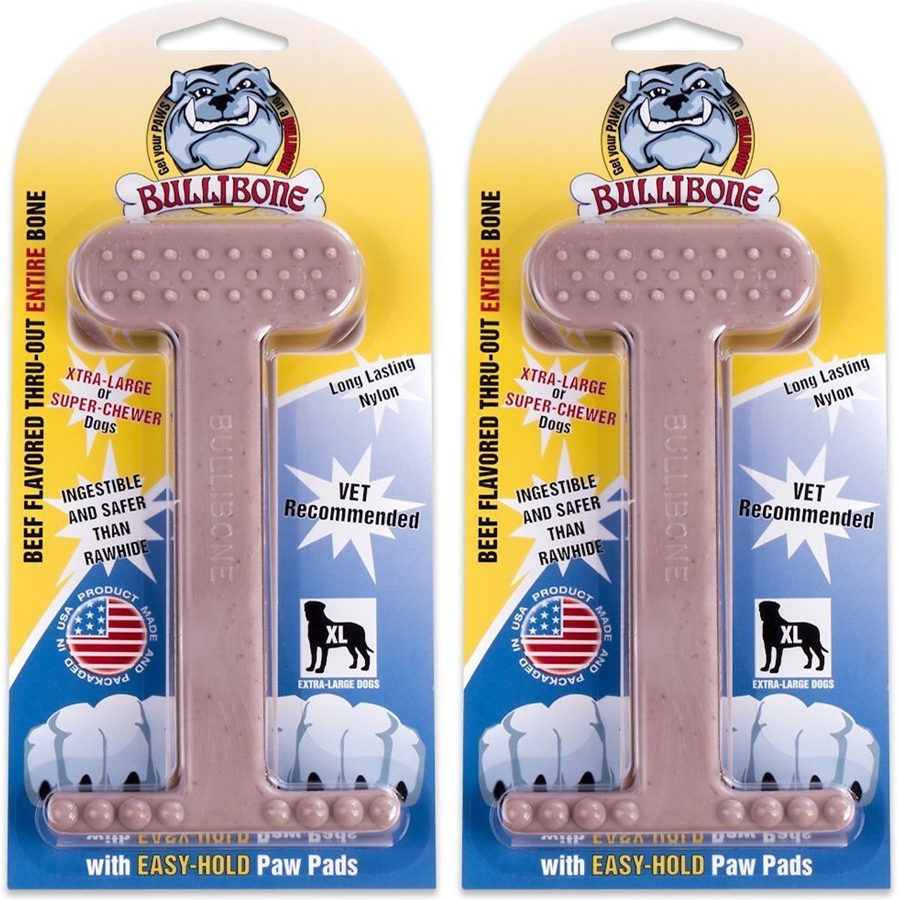 BULLIBONE Nylon Beef Flavor Dental Dog Chew Toy, X-Large, 2 count ...
