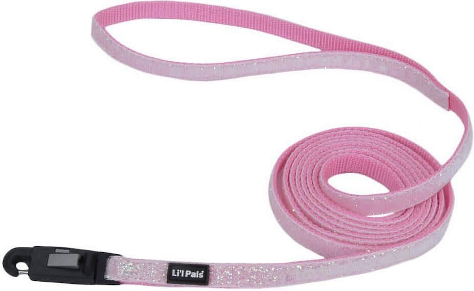 LI'L PALS Glitter Overlay Dog Leash, Pink Sparkles, 6-ft long, 3/8-in ...