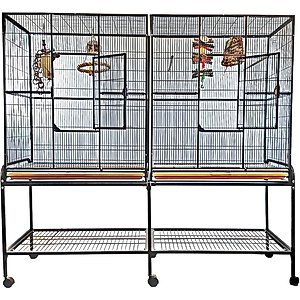 A&E CAGE COMPANY Double Flight Bird Cage & Divider, Black - Chewy.com