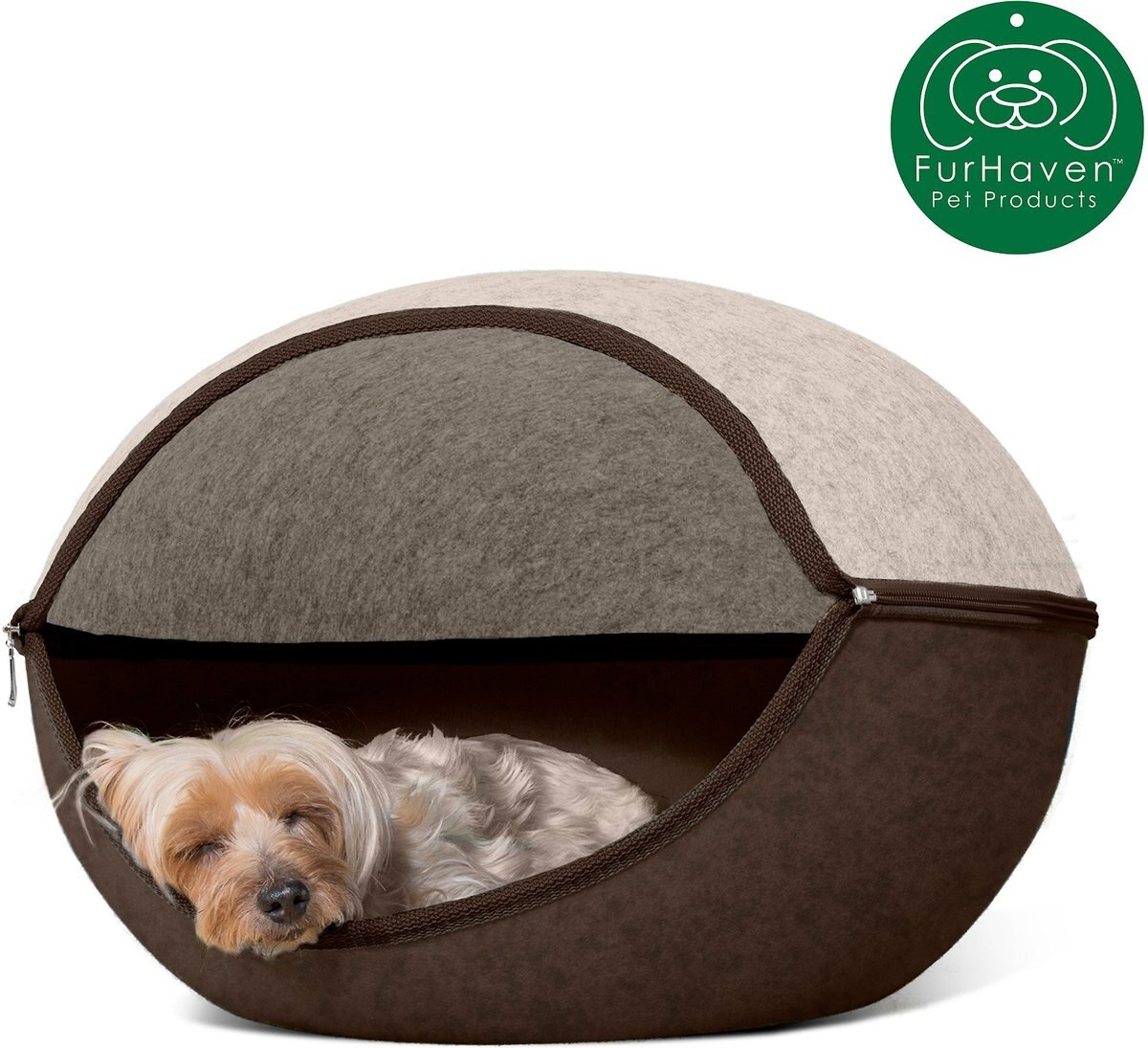 Temporarily Unavailable - FURHAVEN Two-Color Round Felt Cubby Cat Bed ...