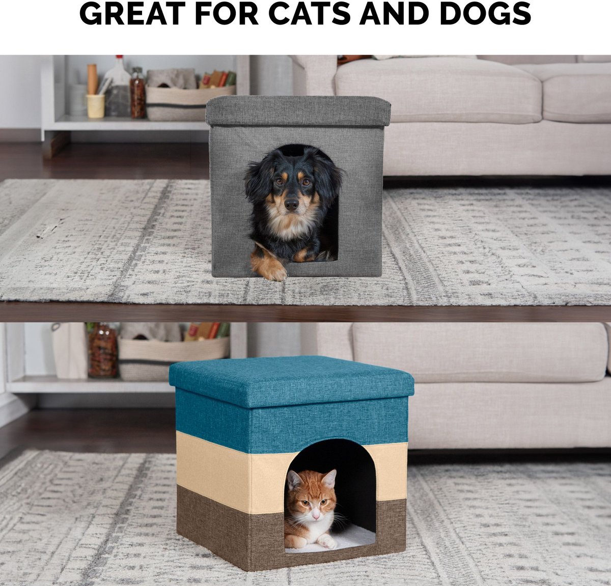Out of Stock - FURHAVEN House Footstool & Ottoman Dog & Cat Bed, Beach ...